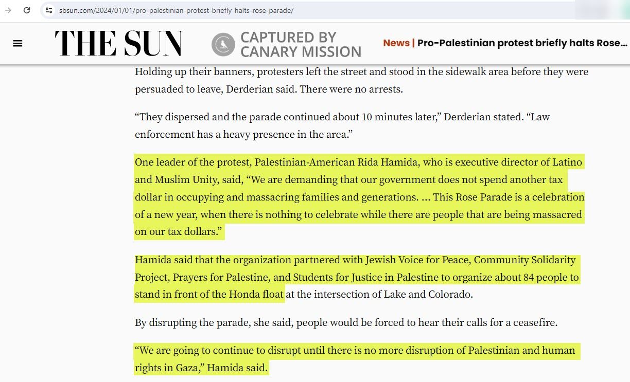 Rida Hamida - Canary Mission