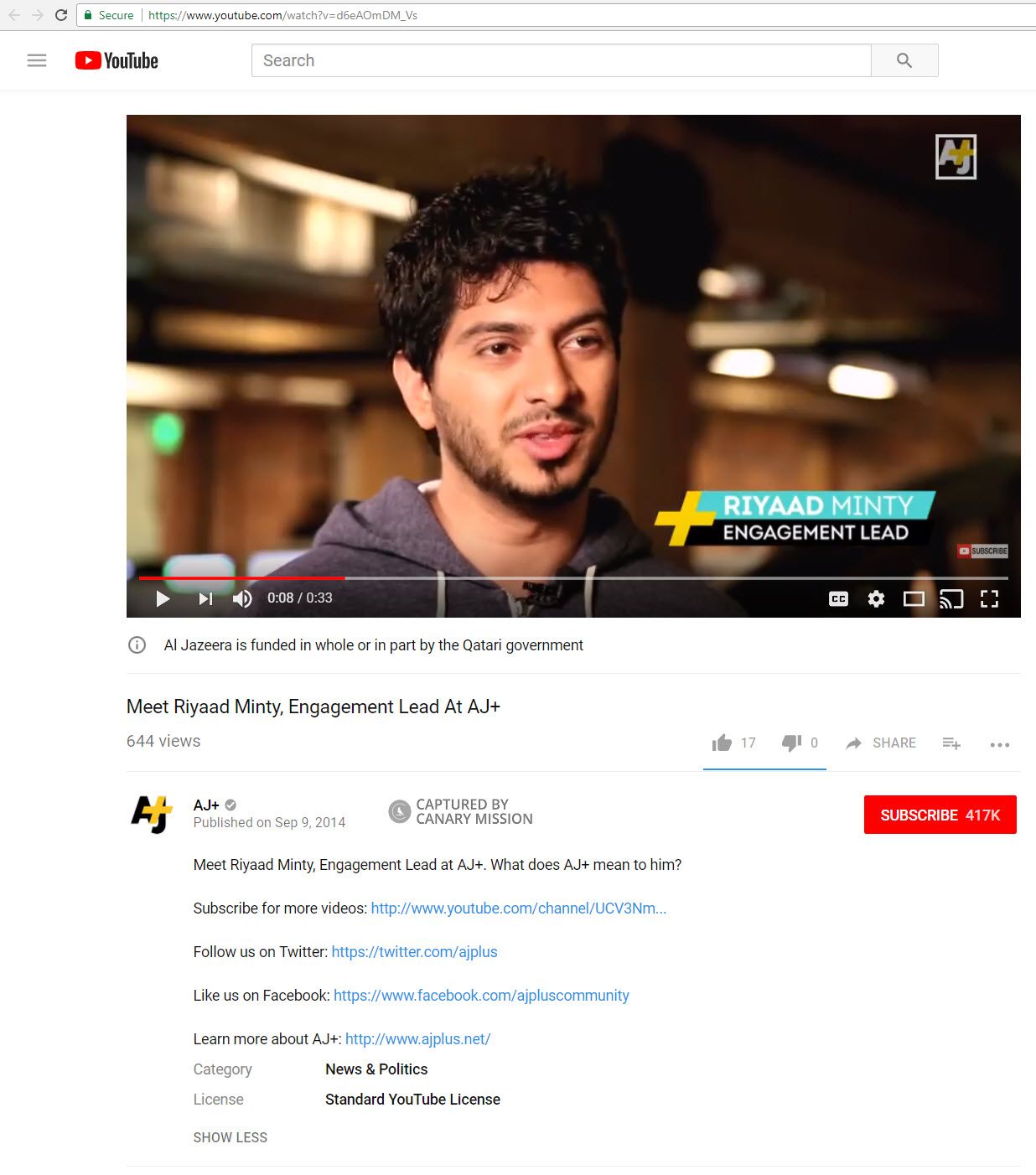 Riyaad Minty - Canary Mission