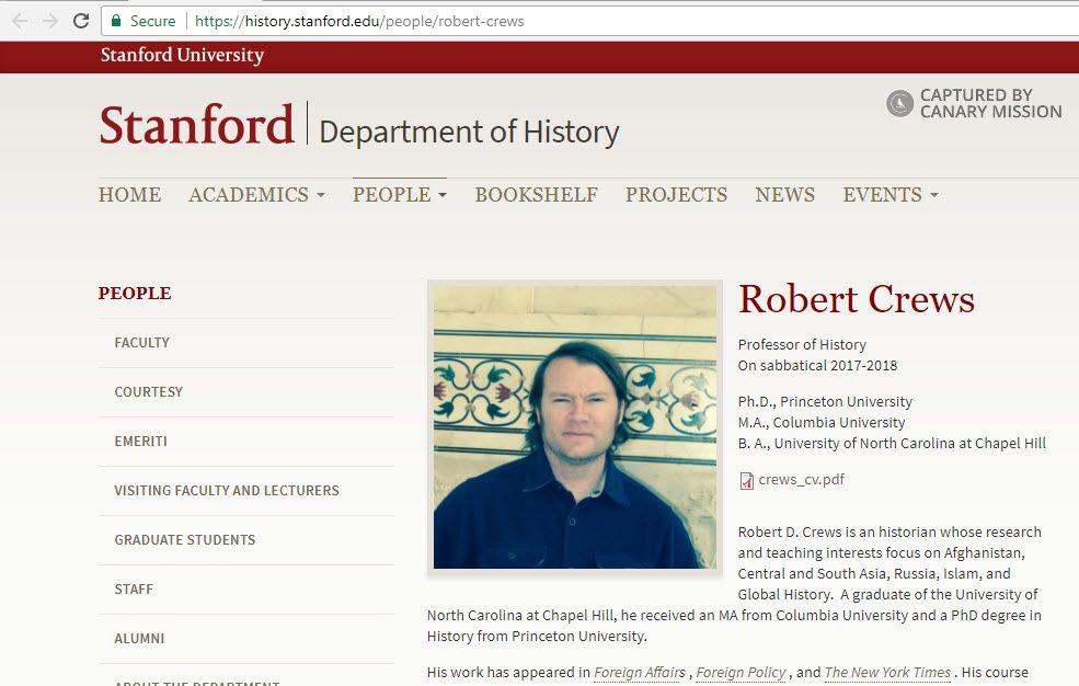 Robert Crews - Canary Mission