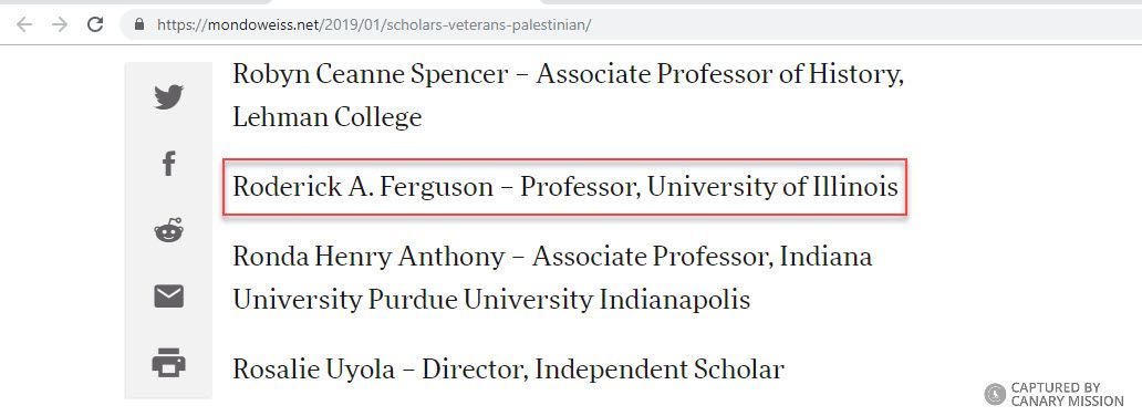 Roderick Ferguson - Canary Mission