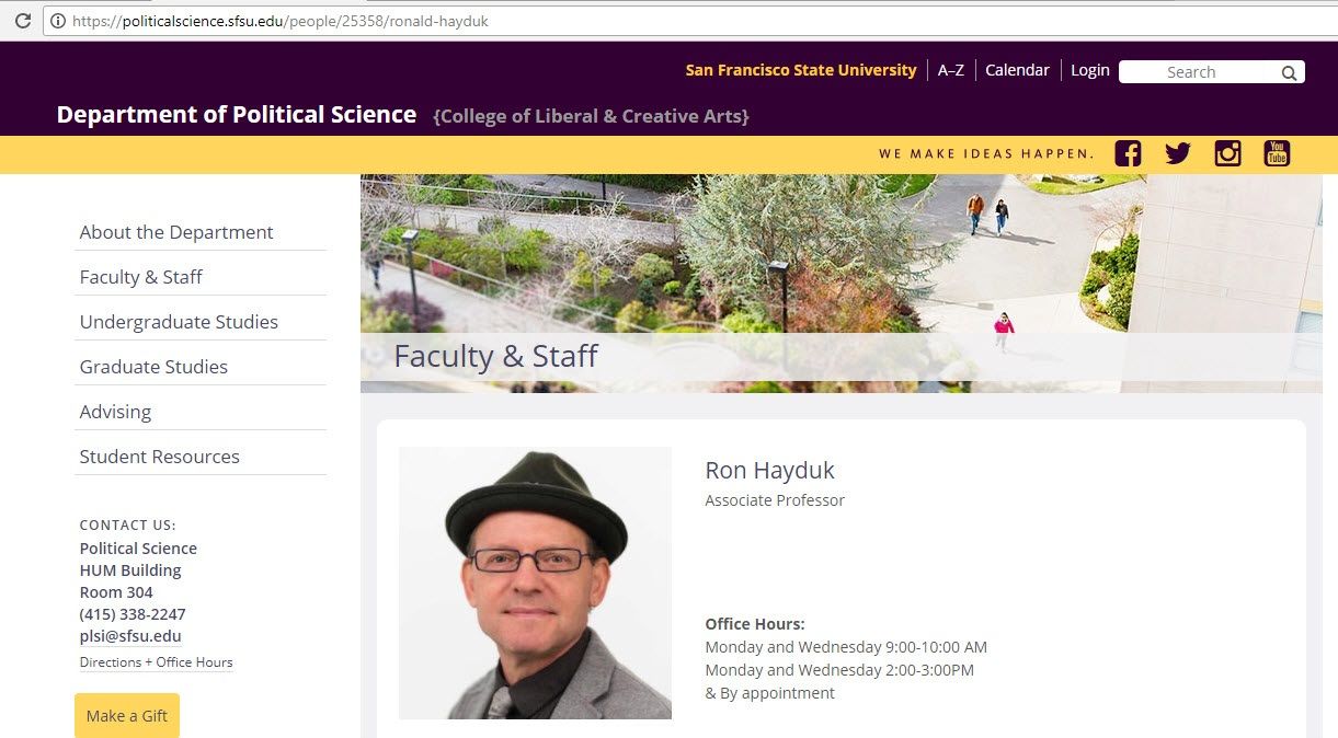 Ron Hayduk - Canary Mission