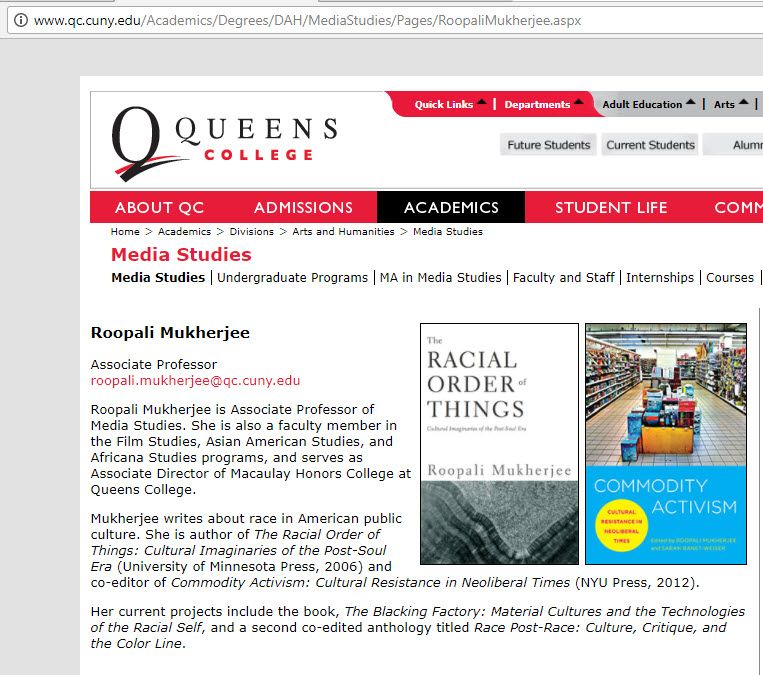 Roopali Mukherjee - Canary Mission