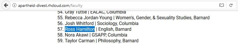 Ross Hamilton - Canary Mission