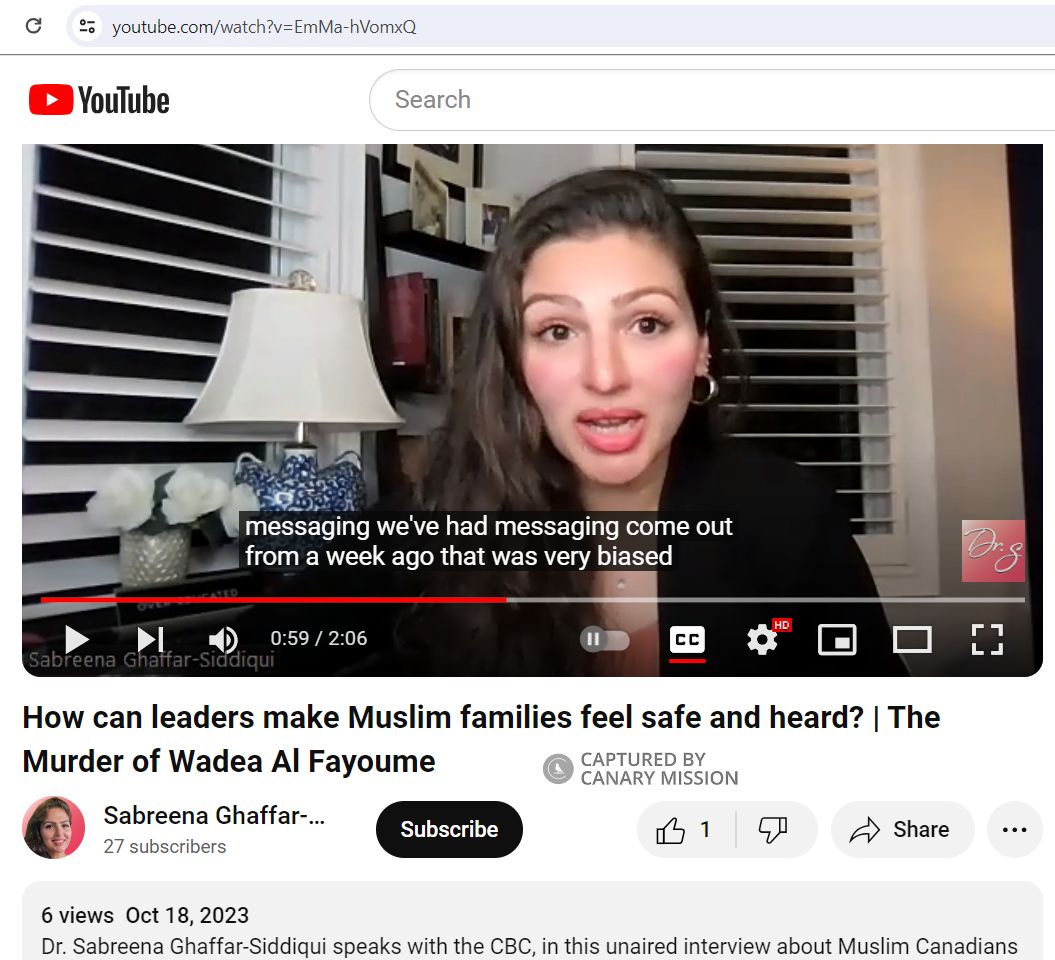 Sabreena Ghaffar-Siddiqui - Canary Mission