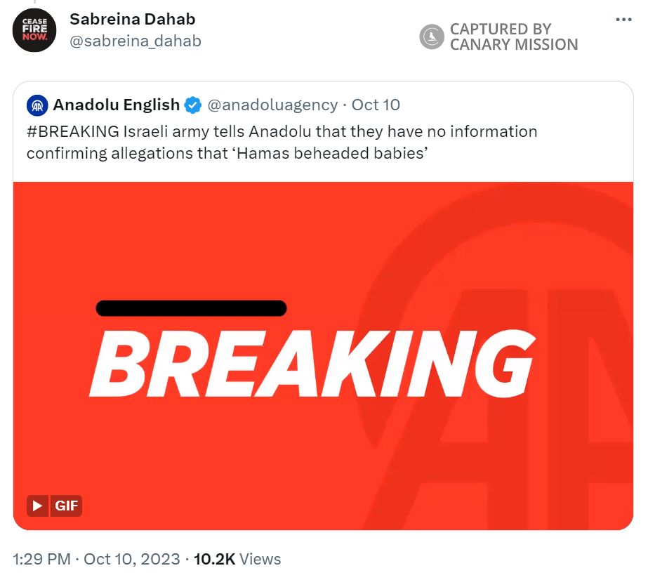 Sabreina Dahab - Canary Mission