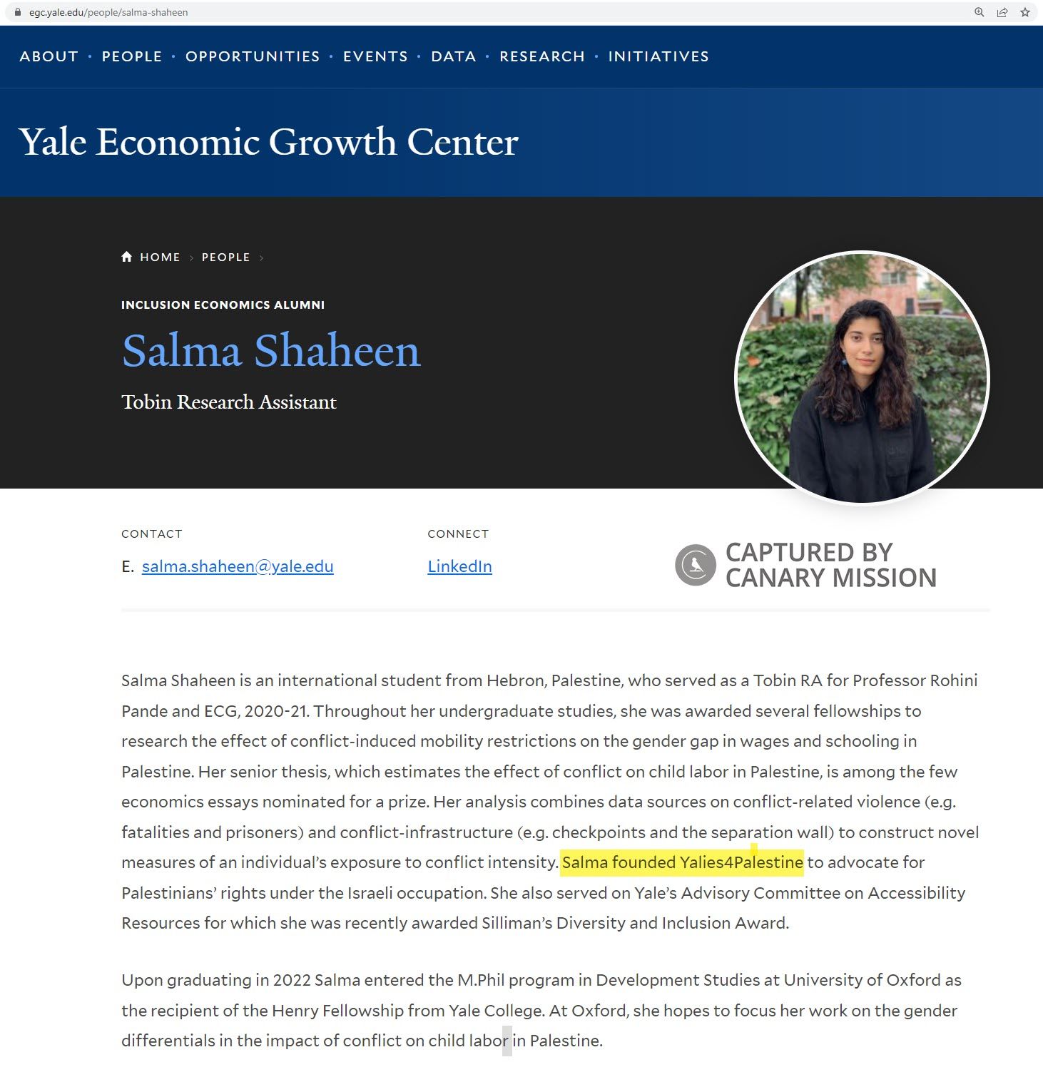 Salma Shaheen - Canary Mission
