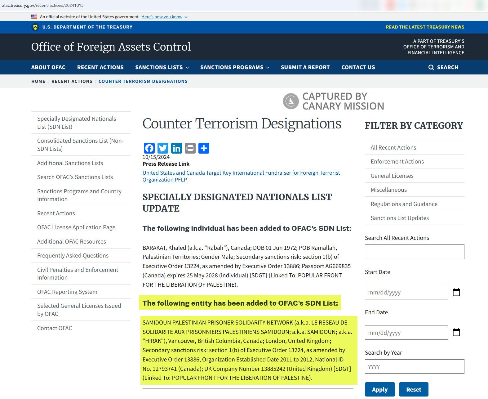 Samidoun: Palestinian Prisoner Solidarity Network - Canary Mission