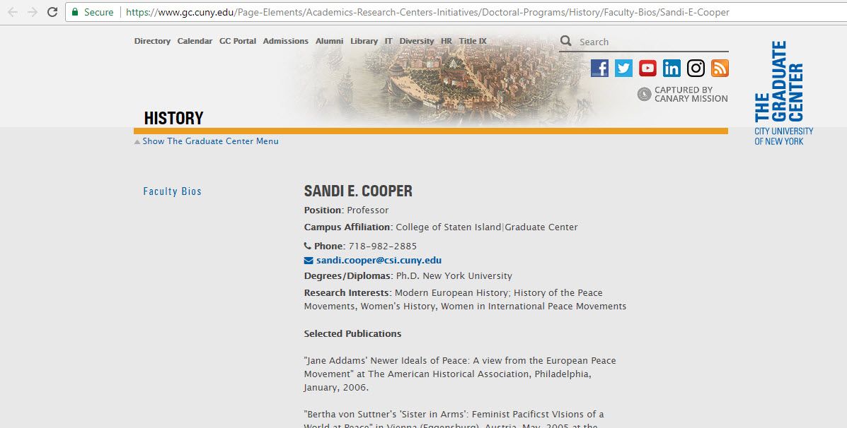 Sandi Cooper - Canary Mission