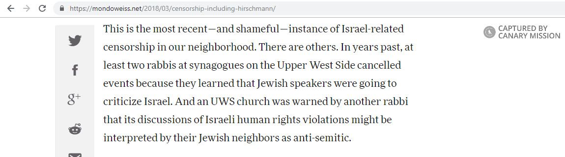 Sandi Cooper - Canary Mission