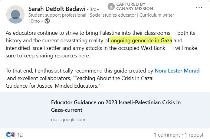 Sarah DeBolt Badawi - Canary Mission