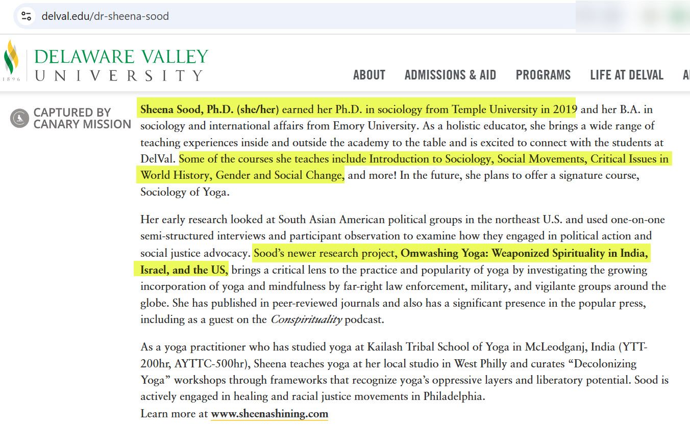 Sheena Sood - Canary Mission