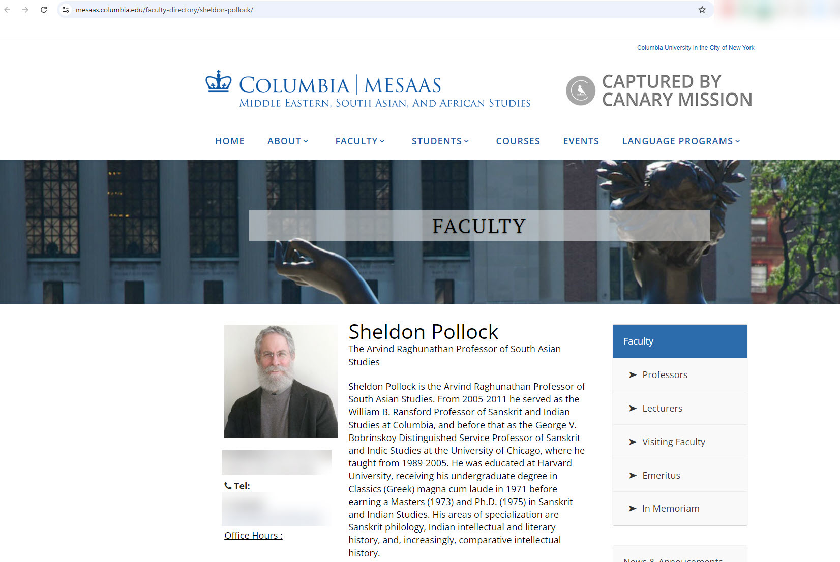 Sheldon Pollock - Canary Mission