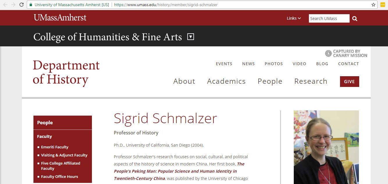 Sigrid Schmalzer - Canary Mission