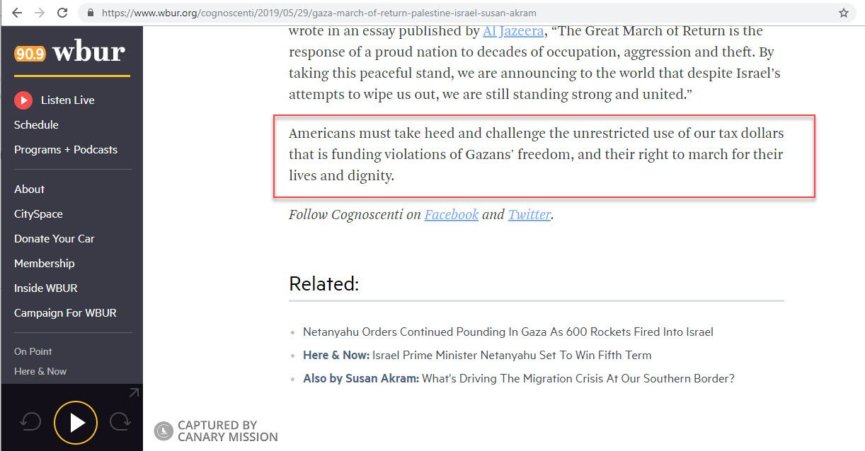 Susan Akram - Canary Mission