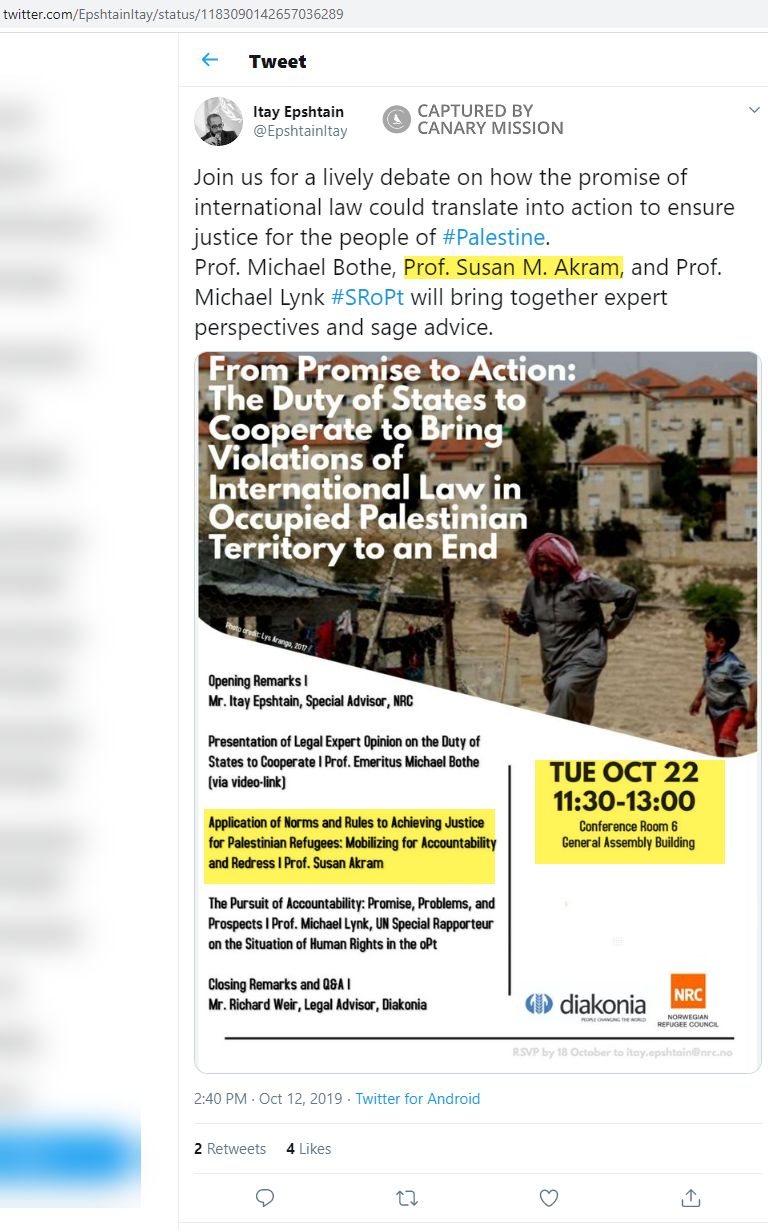 Susan Akram - Canary Mission