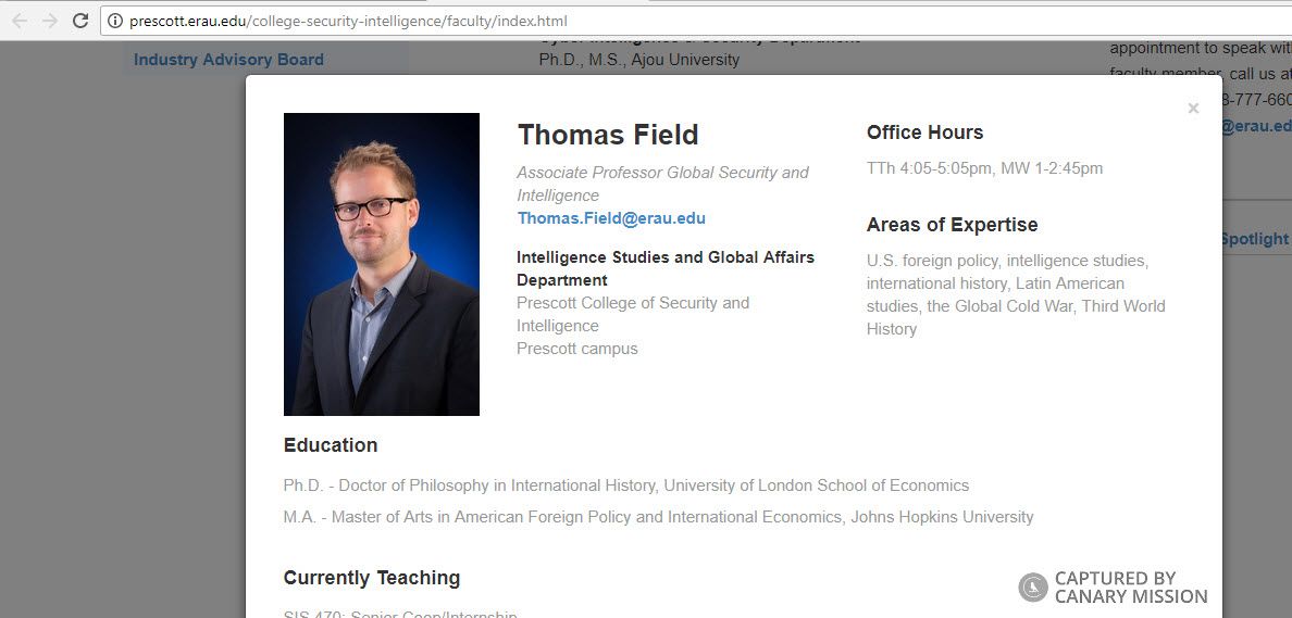 Thomas Field - Canary Mission