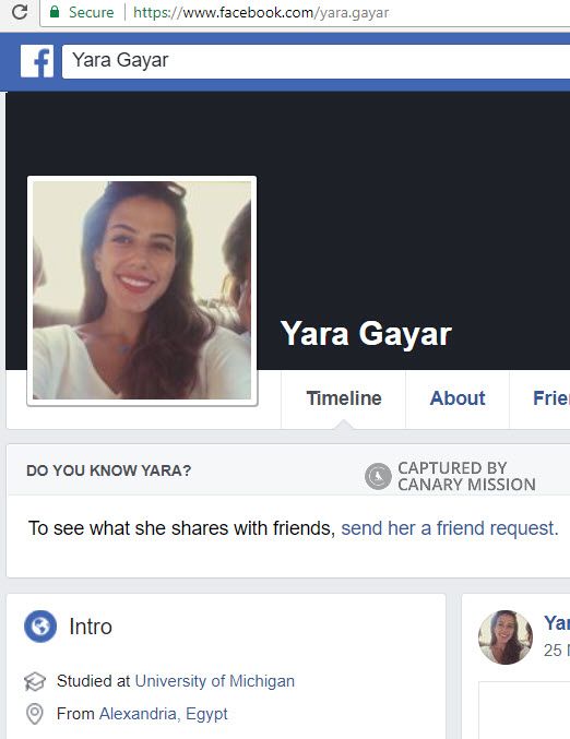 Yara Gayar - Canary Mission