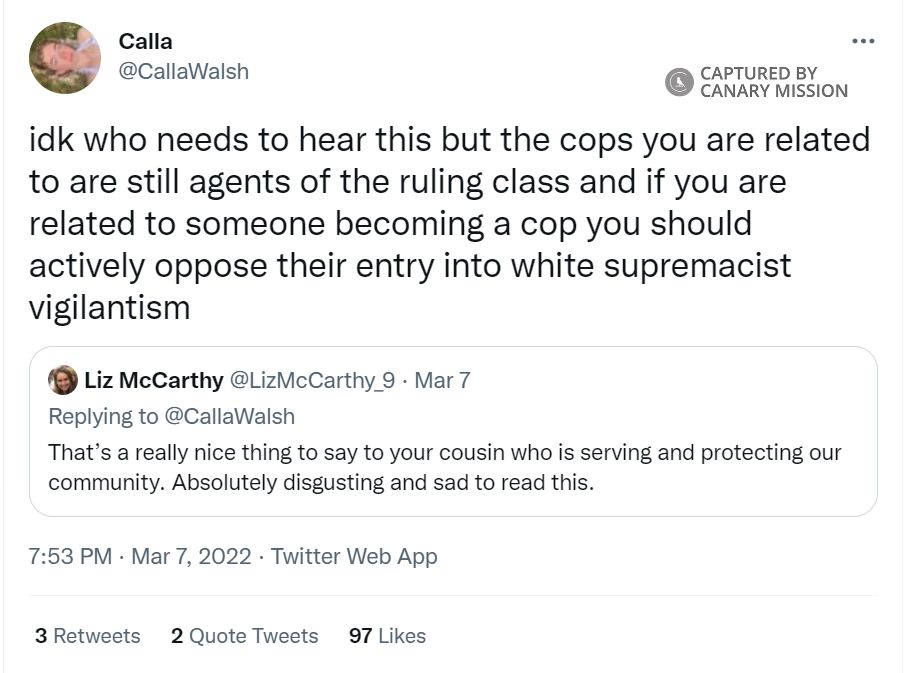 Calla Walsh - Canary Mission