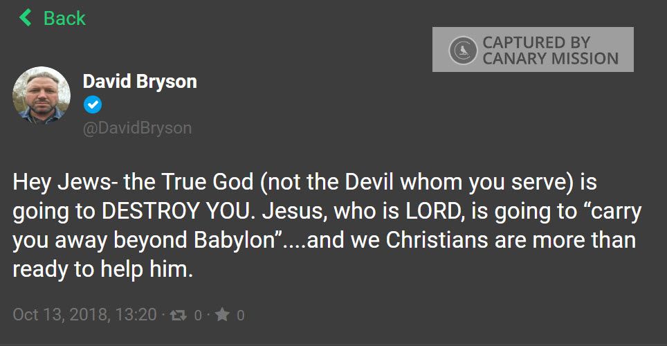 David Bryson - Canary Mission