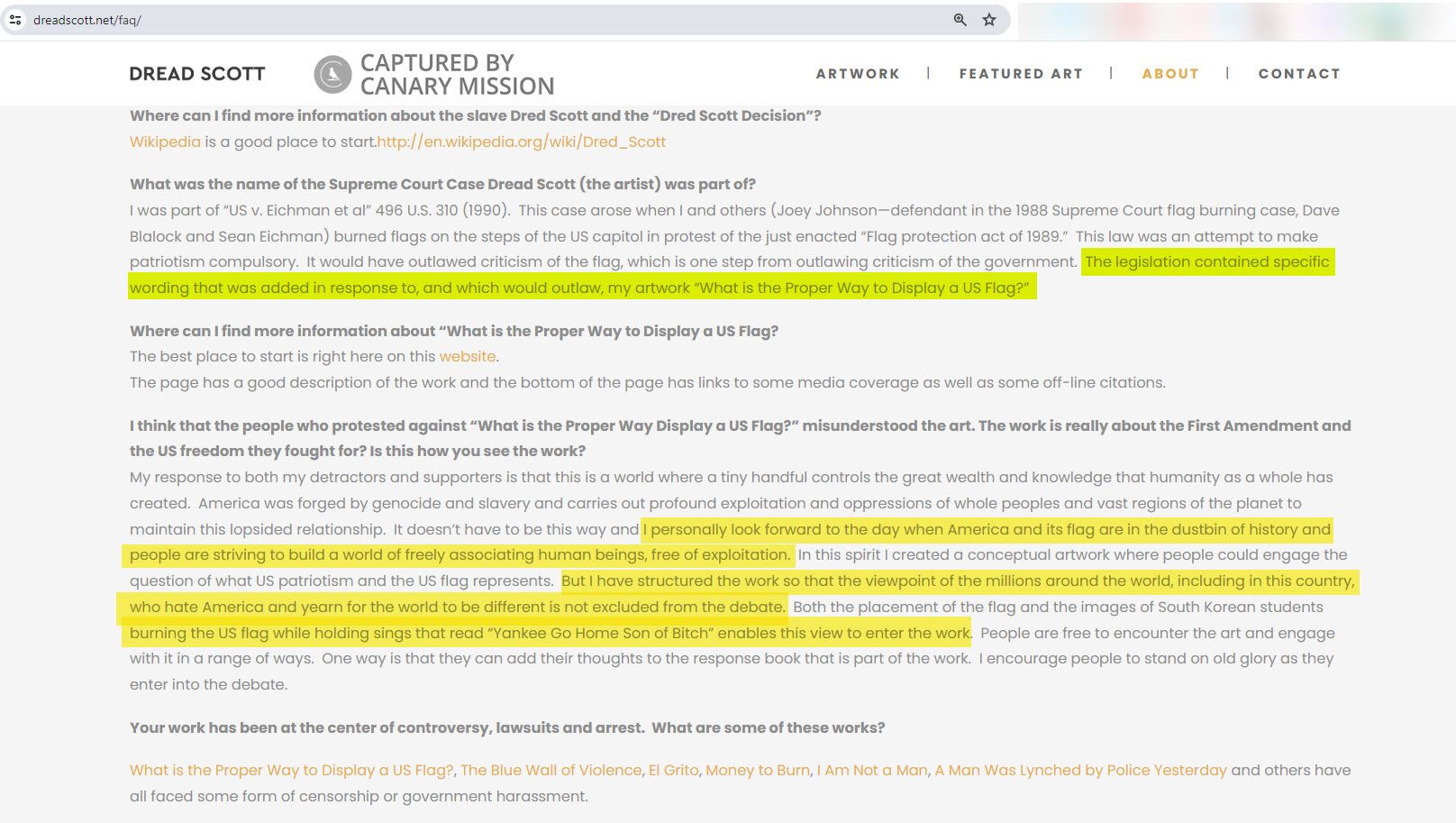 Dread Scott - Canary Mission