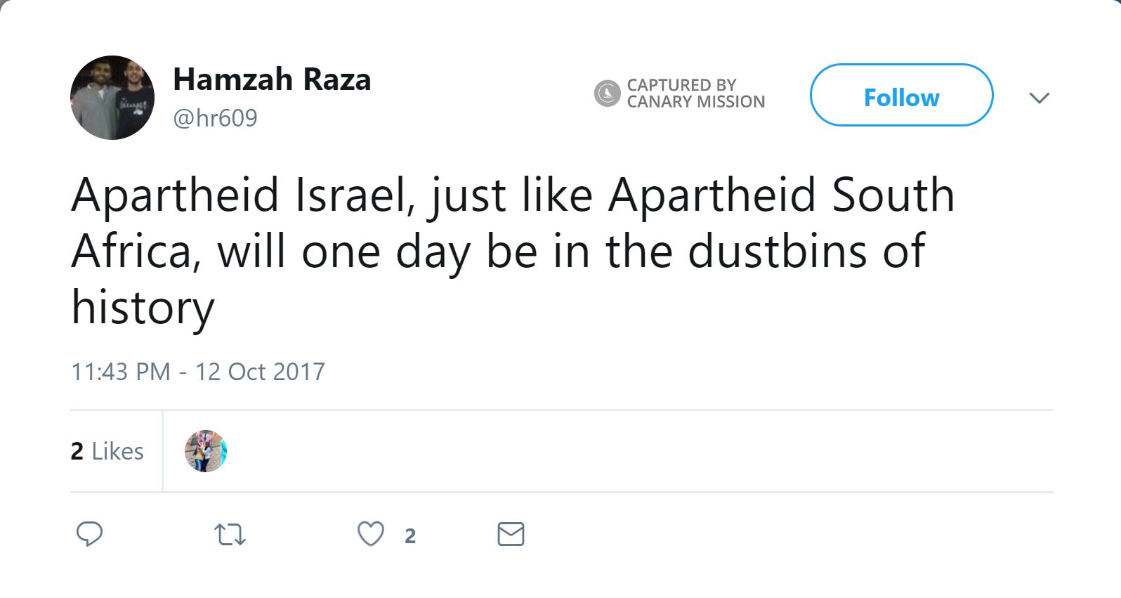 Hamzah Raza - Canary Mission