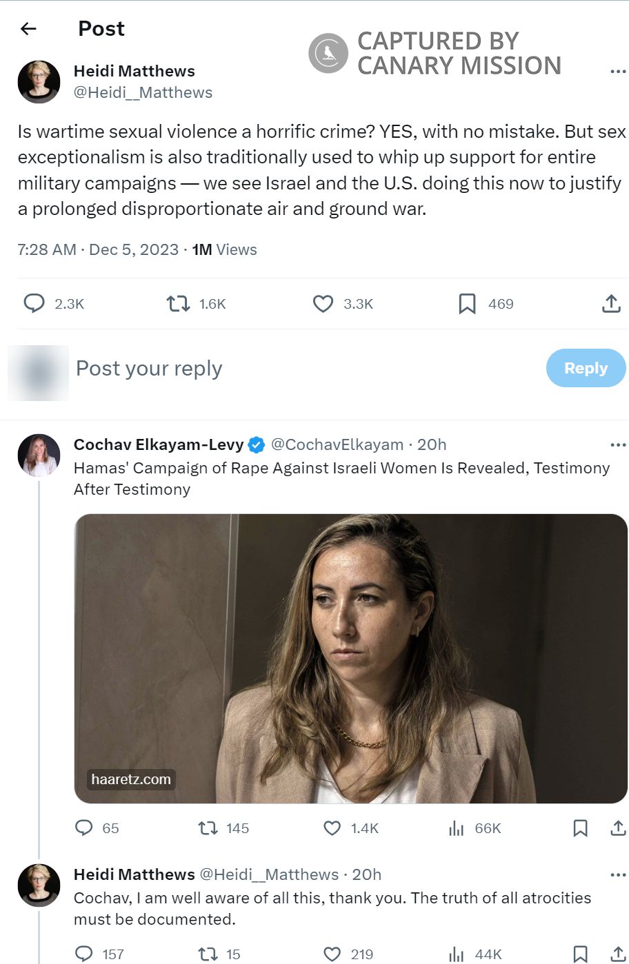 Heidi Matthews - Canary Mission