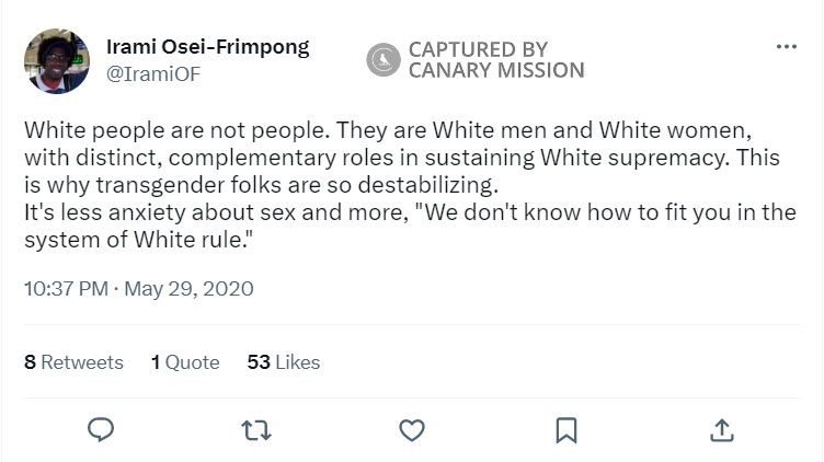 Irami Osei-Frimpong - Canary Mission