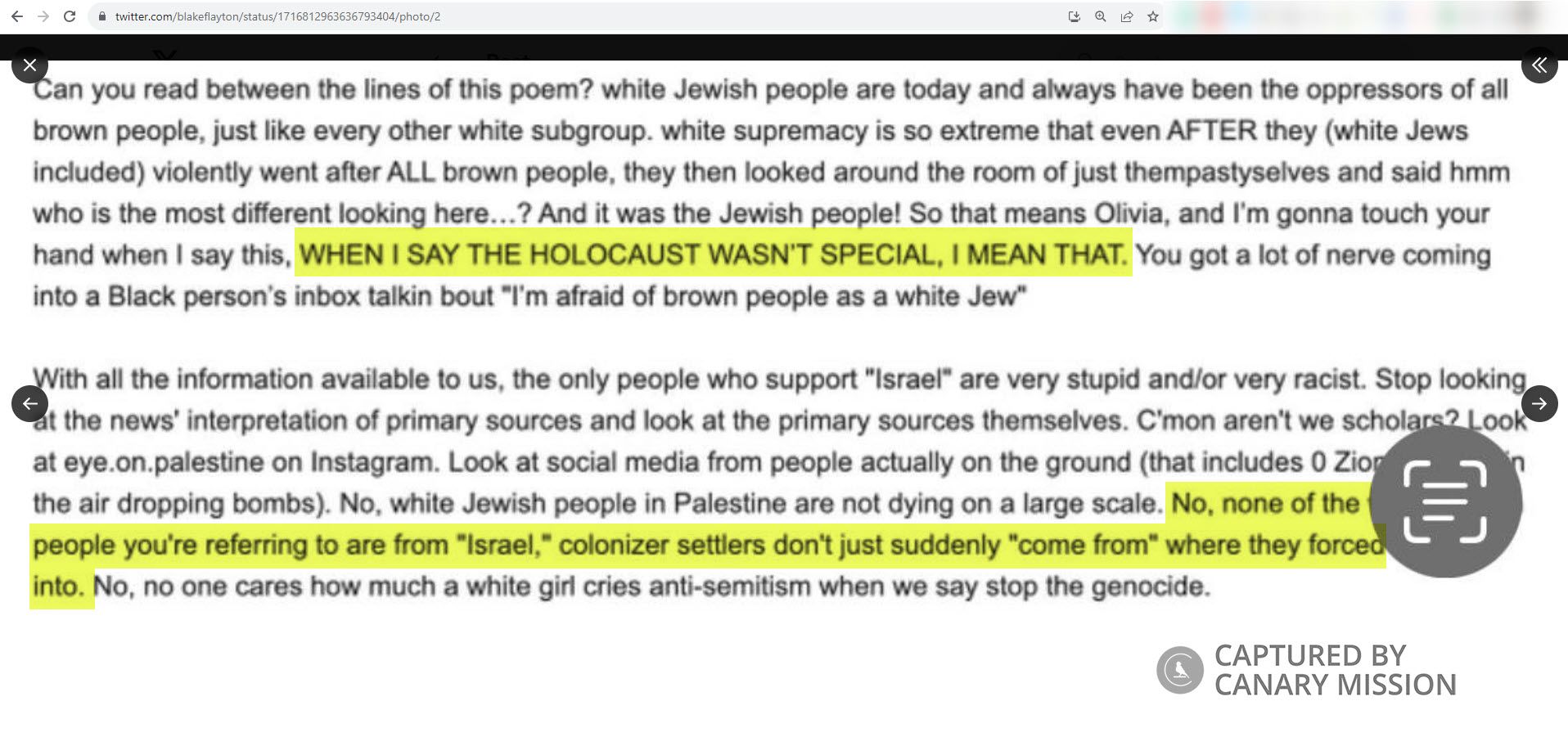 Lizzy George-Griffin - Canary Mission