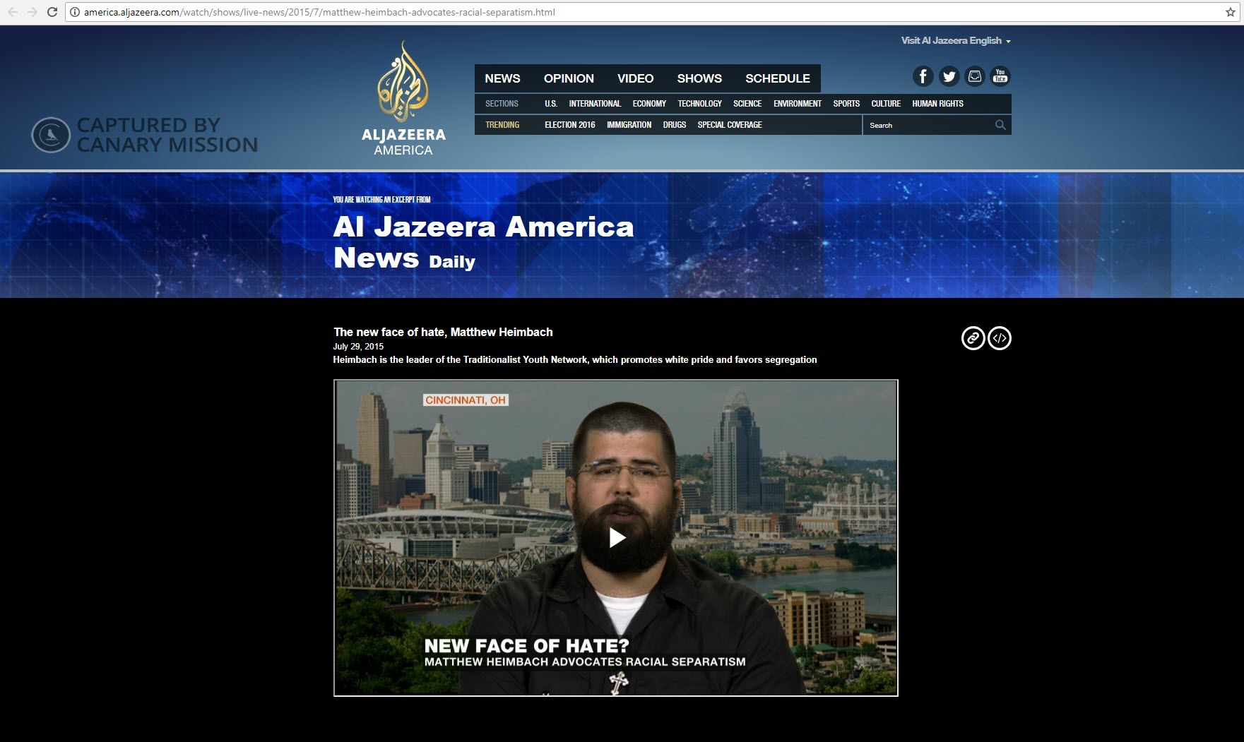 Matthew Heimbach - Canary Mission