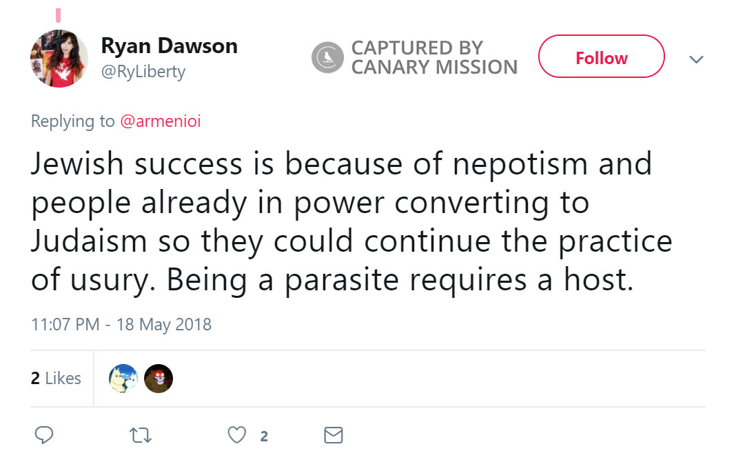 Ryan Dawson - Canary Mission