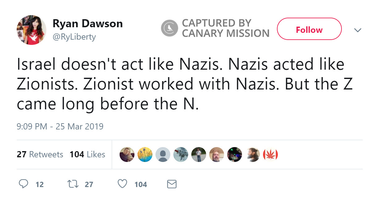 Ryan Dawson - Canary Mission