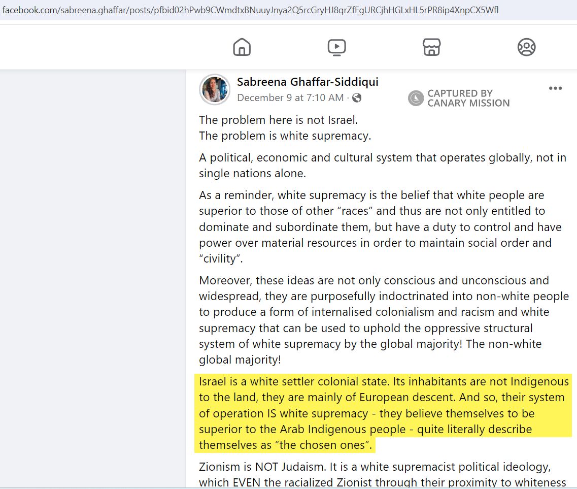 Sabreena Ghaffar-Siddiqui - Canary Mission