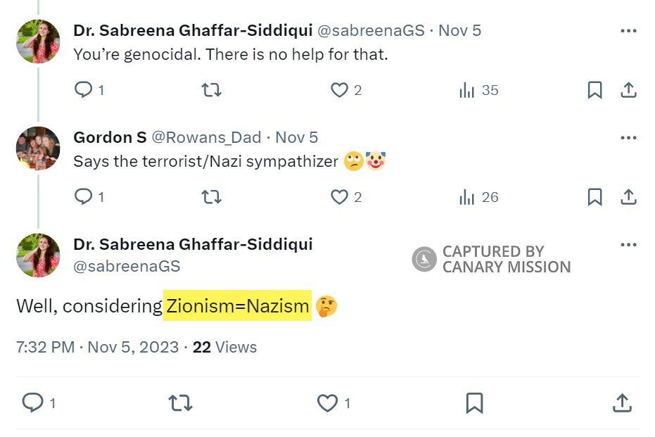 Sabreena Ghaffar-Siddiqui - Canary Mission