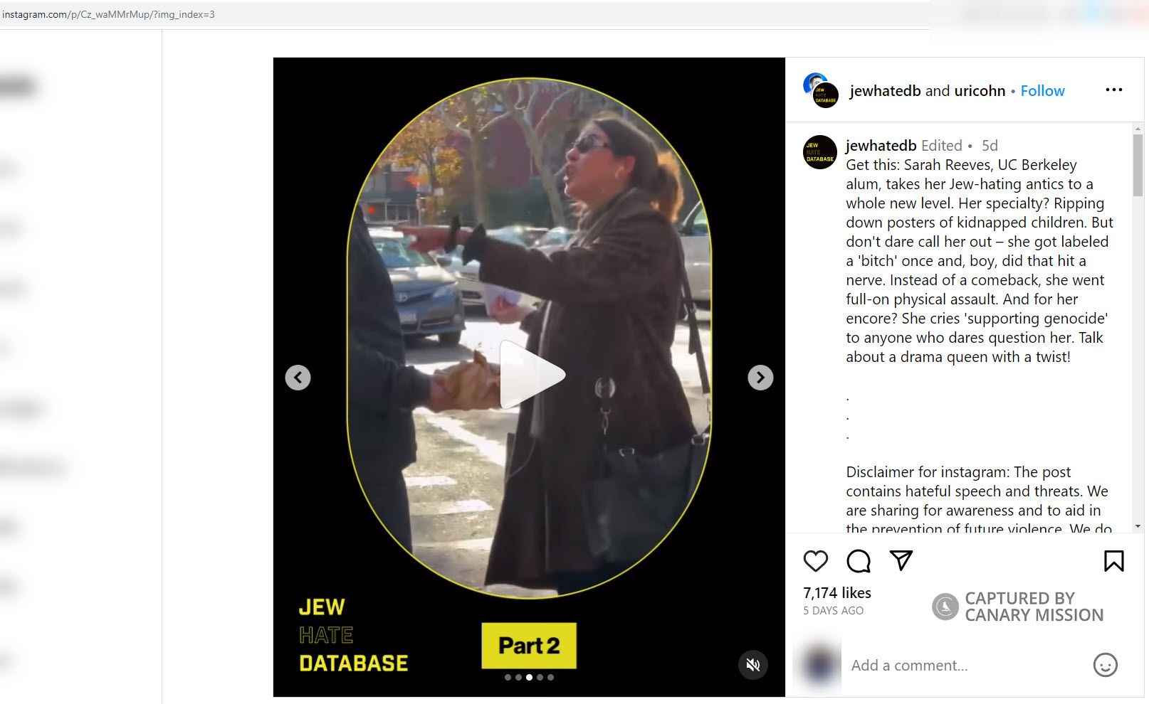 Sarah Reeves - Canary Mission