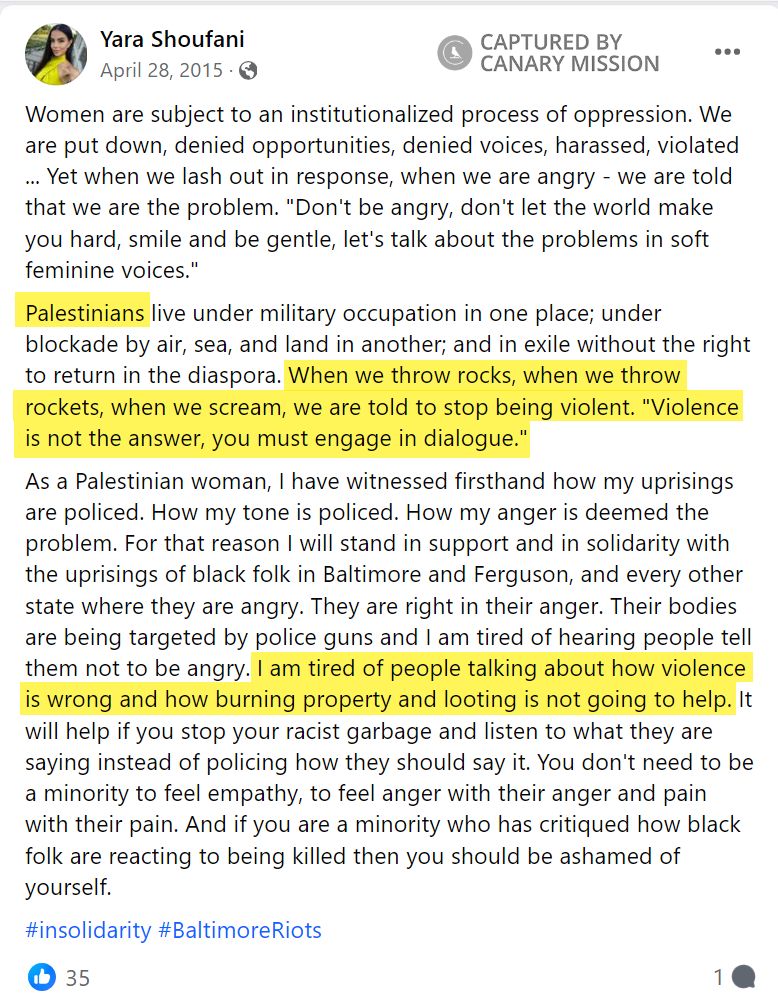 Yara Shoufani - Canary Mission